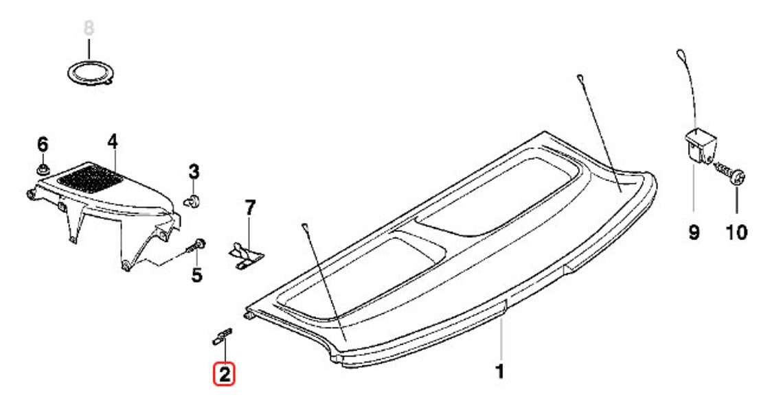 BMW E46 E36 Ti Compact Parcel Shelf Support Bracket Set of 2 Left and ...