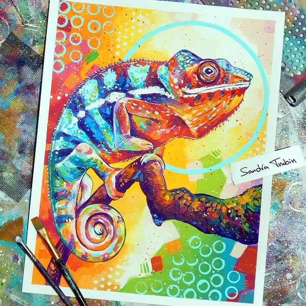 Chameleon Painting - Etsy