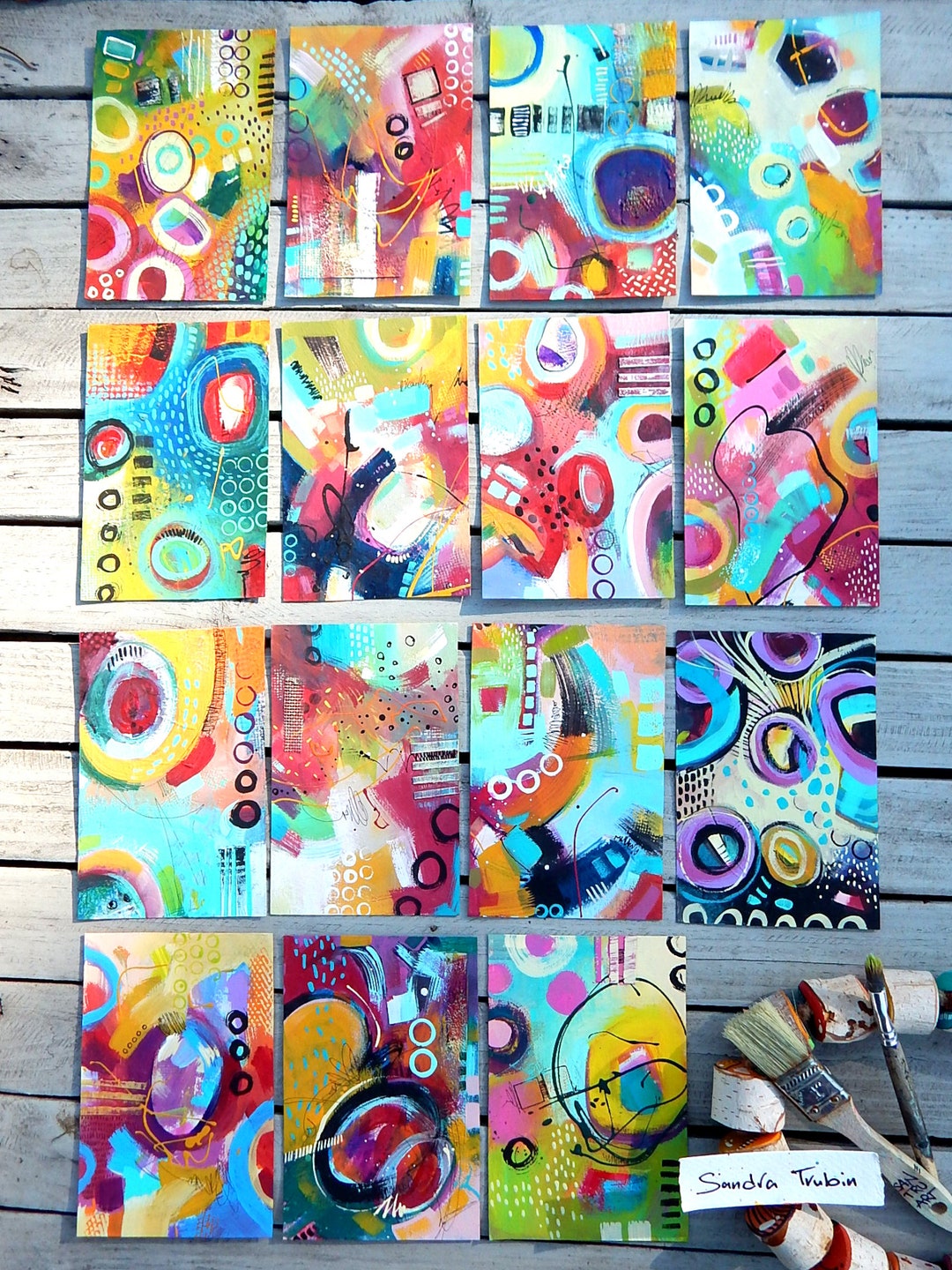 Mini Ideas - Colorful Traditional Abstract Painting, Wall and Desk Art ...