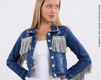 Women's Special Design Denim Jacket , Luxury Women's Jackets, , Shiny ...