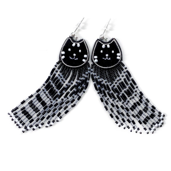 Cat Beaded Earrings - Etsy