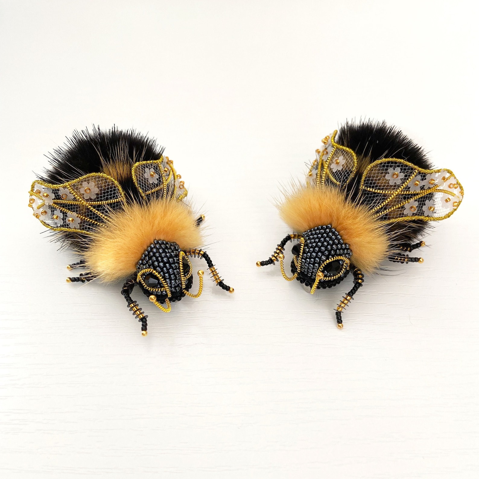 Bee Beaded Brooch Insect Nature Jewelry Bumble Bee Pin - Etsy