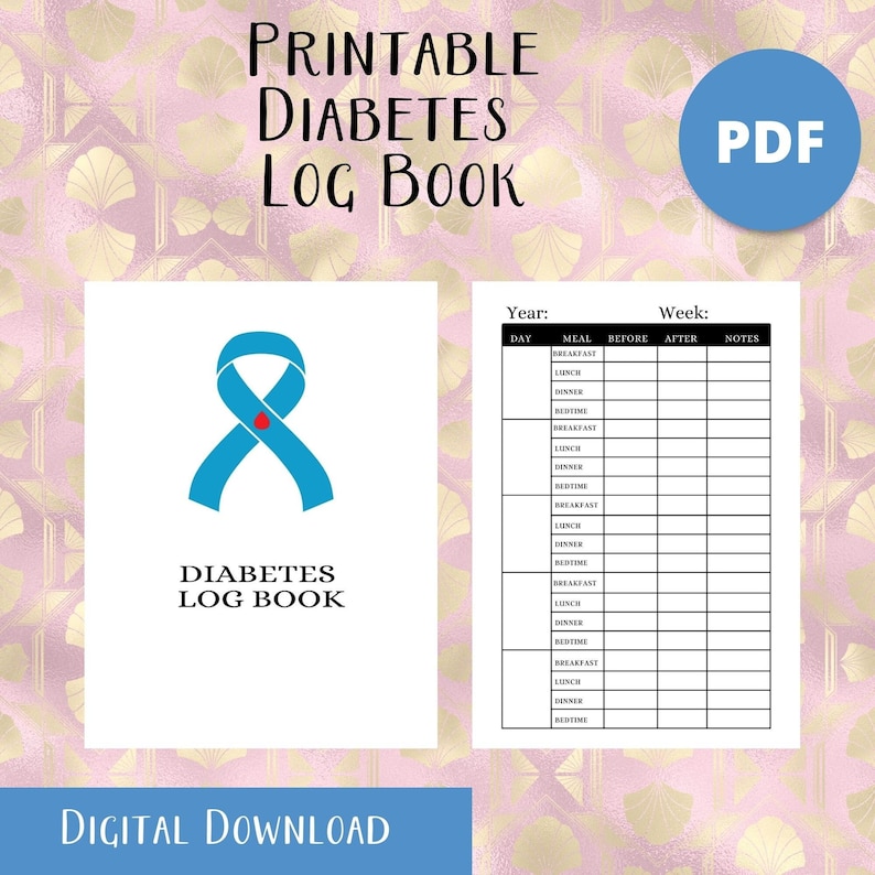 Printable Diabetes Log Book, Diabetes Tracker, Blood Glucose Log ...