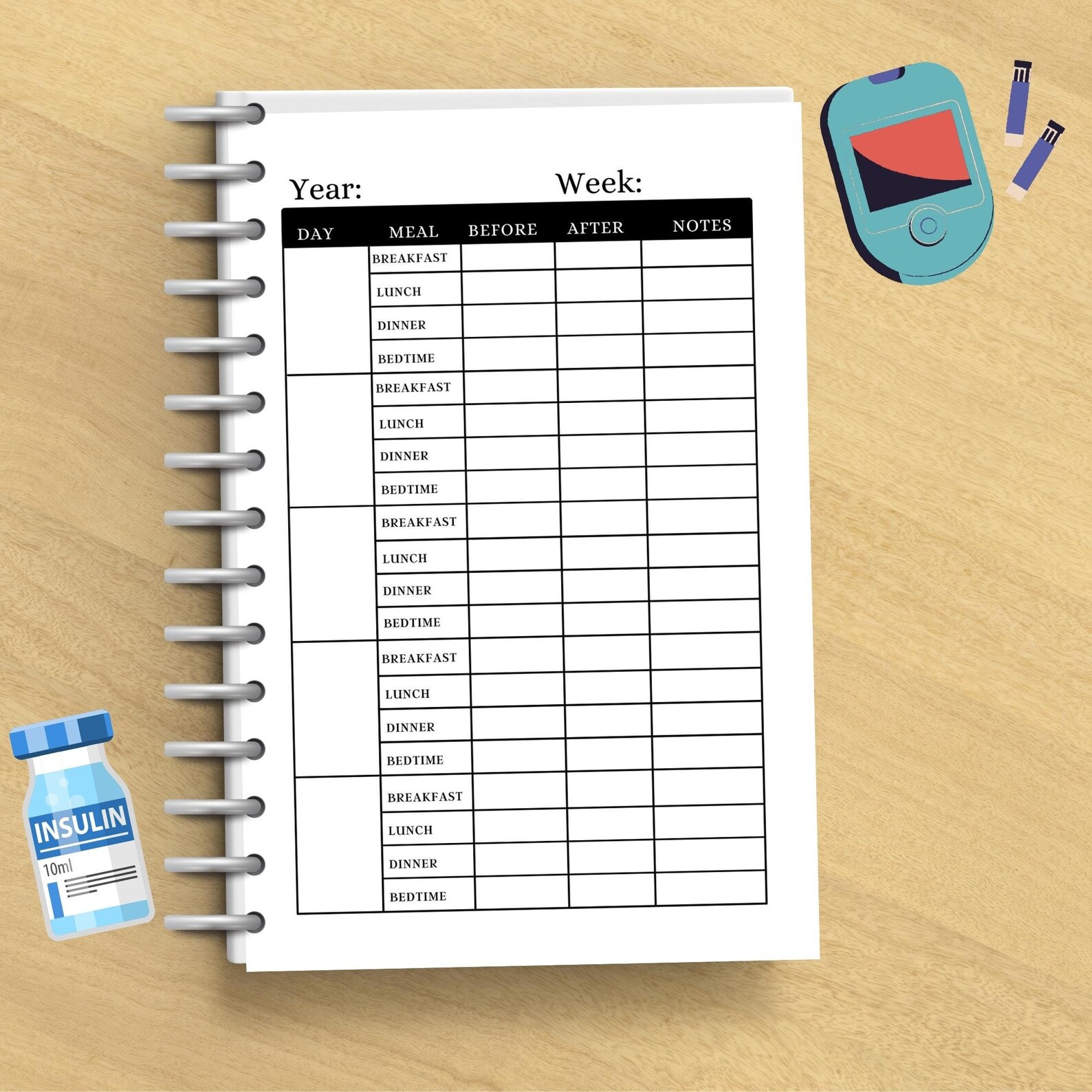 Printable Diabetes Log Book, Diabetes Tracker, Blood Glucose Log ...