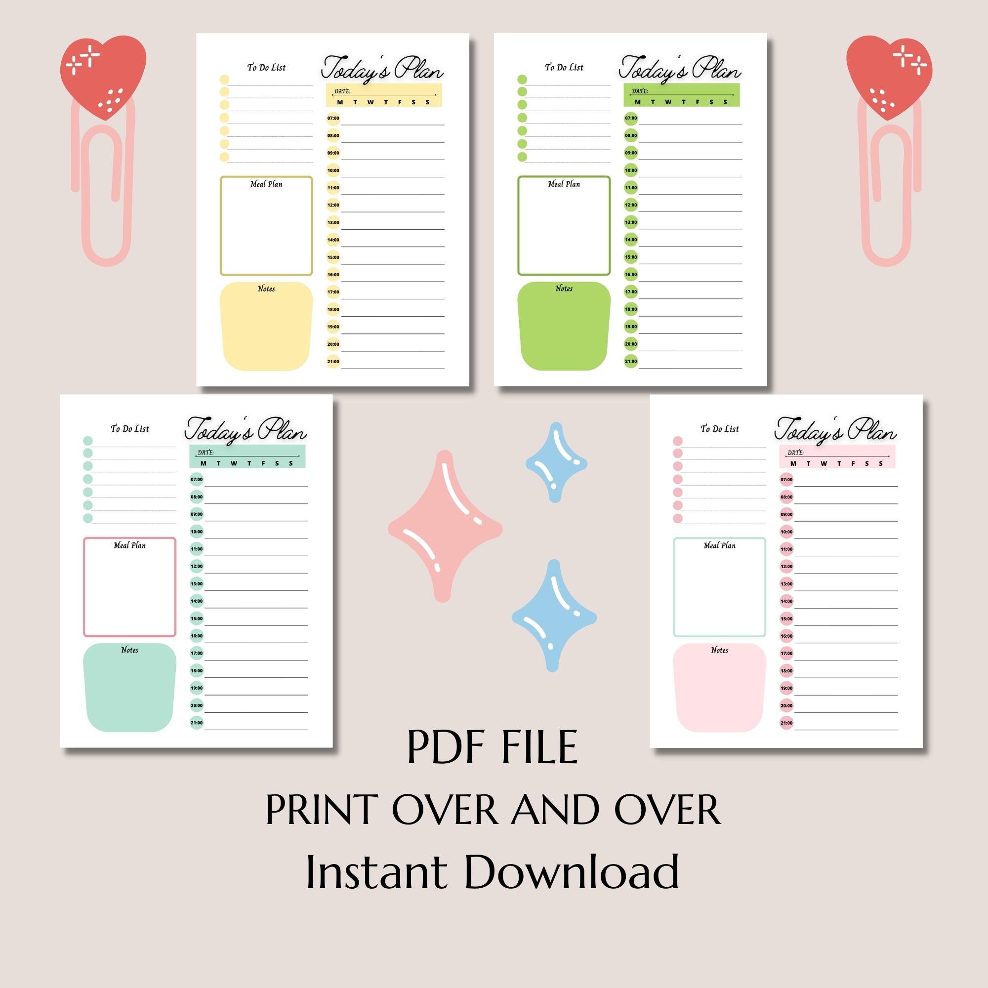Daily Planner Page Printable, Daily Planner Page PDF, Printable Daily ...