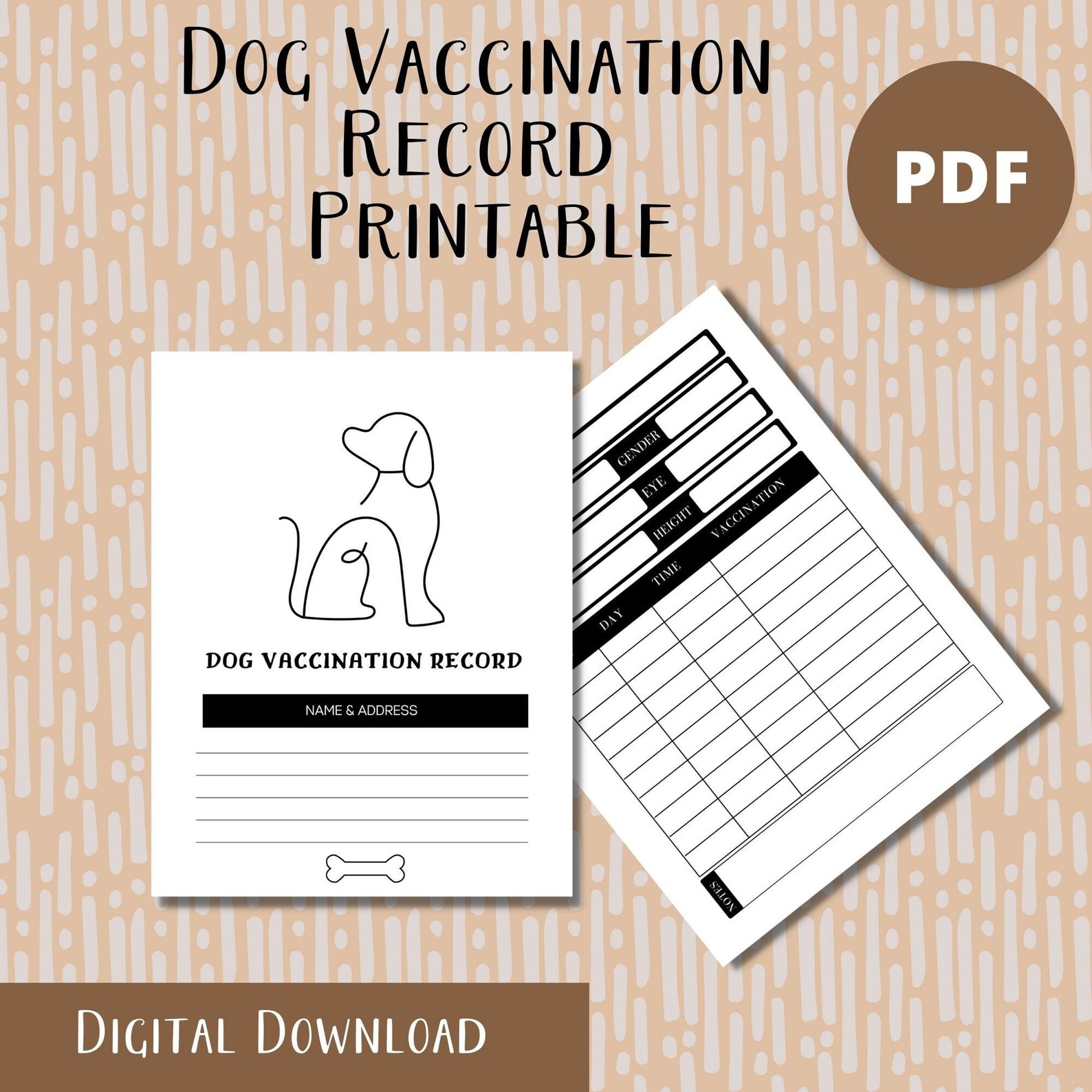 Dog Vaccination Record Printable, Pet Vaccination Tracker, Printable ...