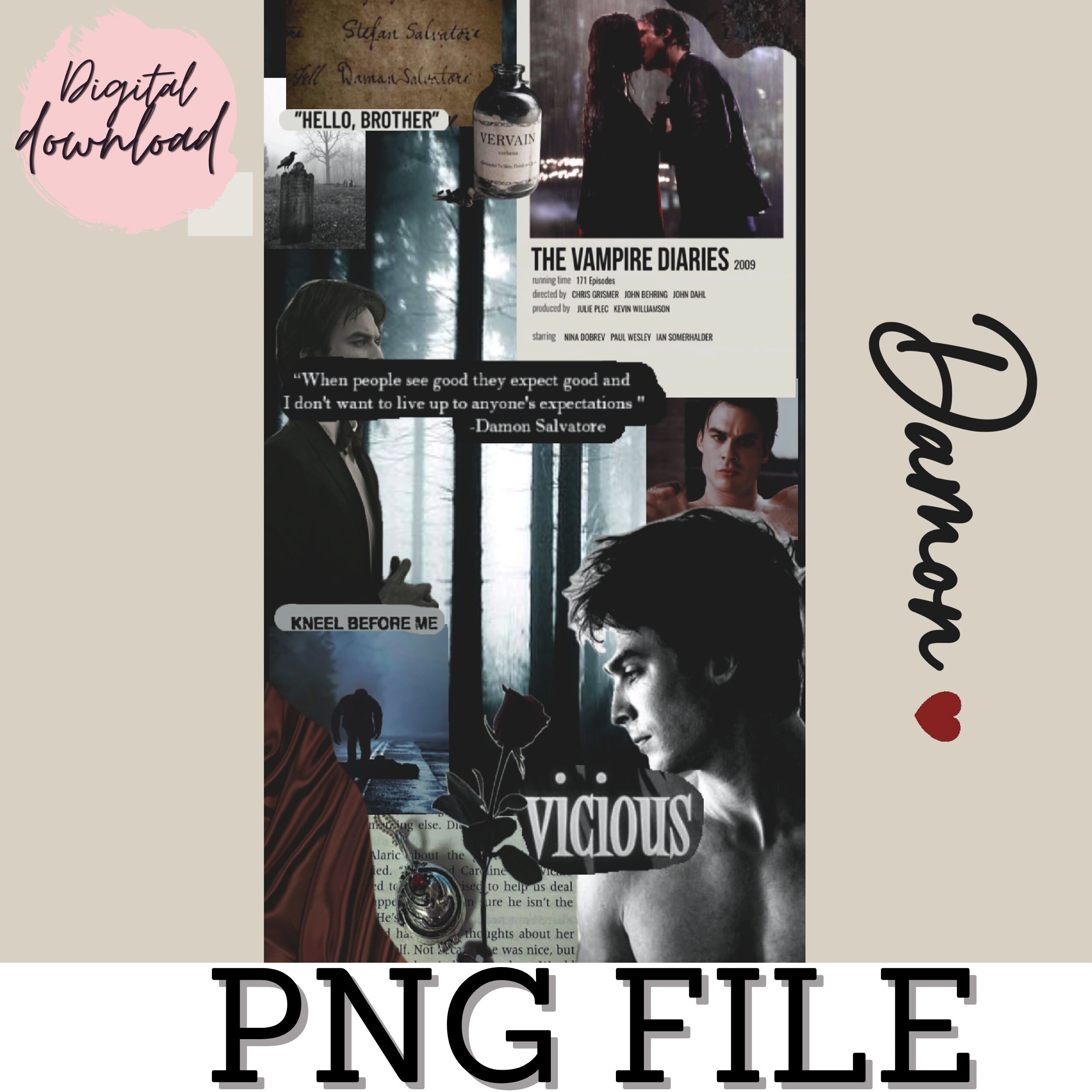 TVD Inspired Tumbler Design, Vampire Diaries Damon Salvatore Tumbler ...