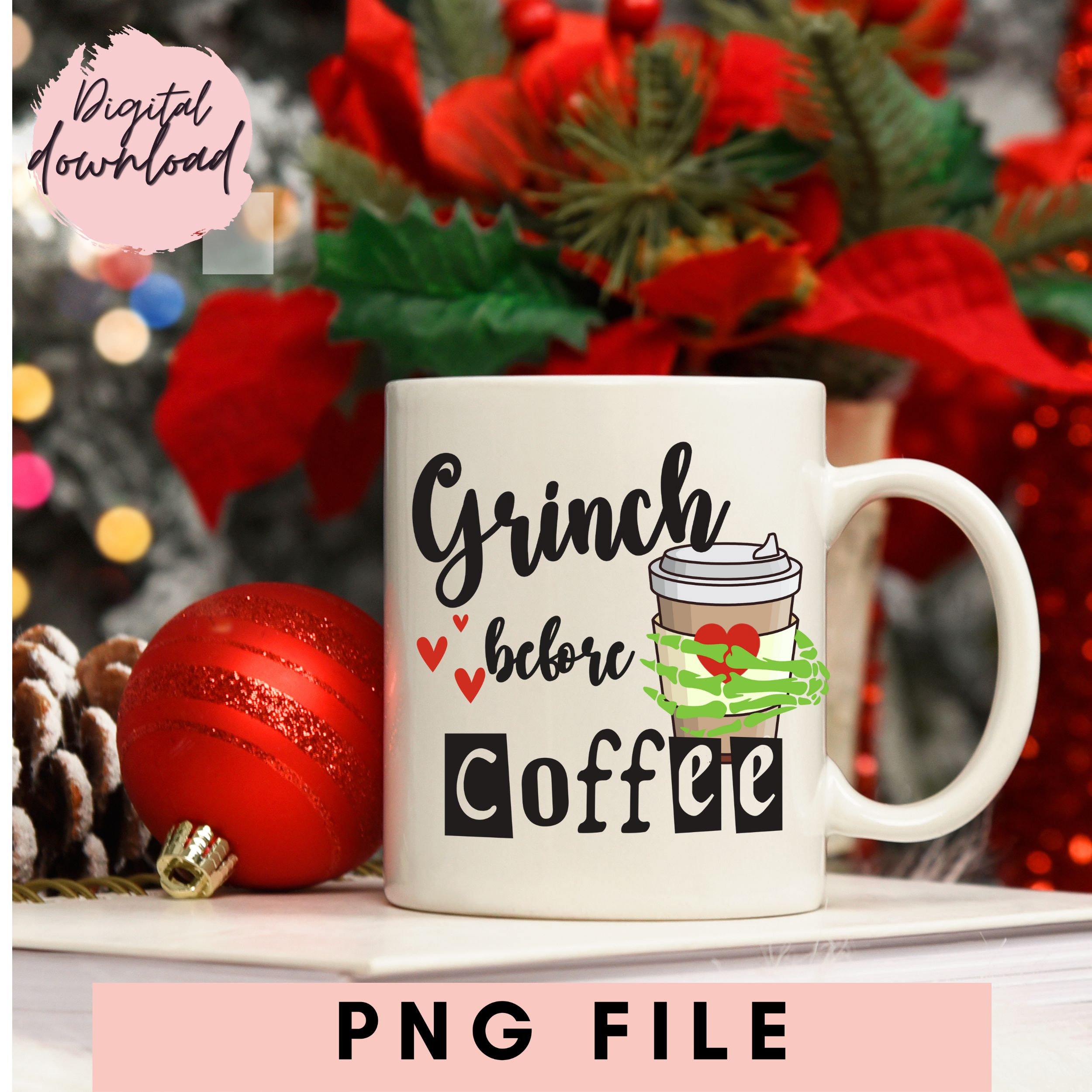 Grinch Before Coffee Retro Png Design Christmas Grinch Coffee - Etsy
