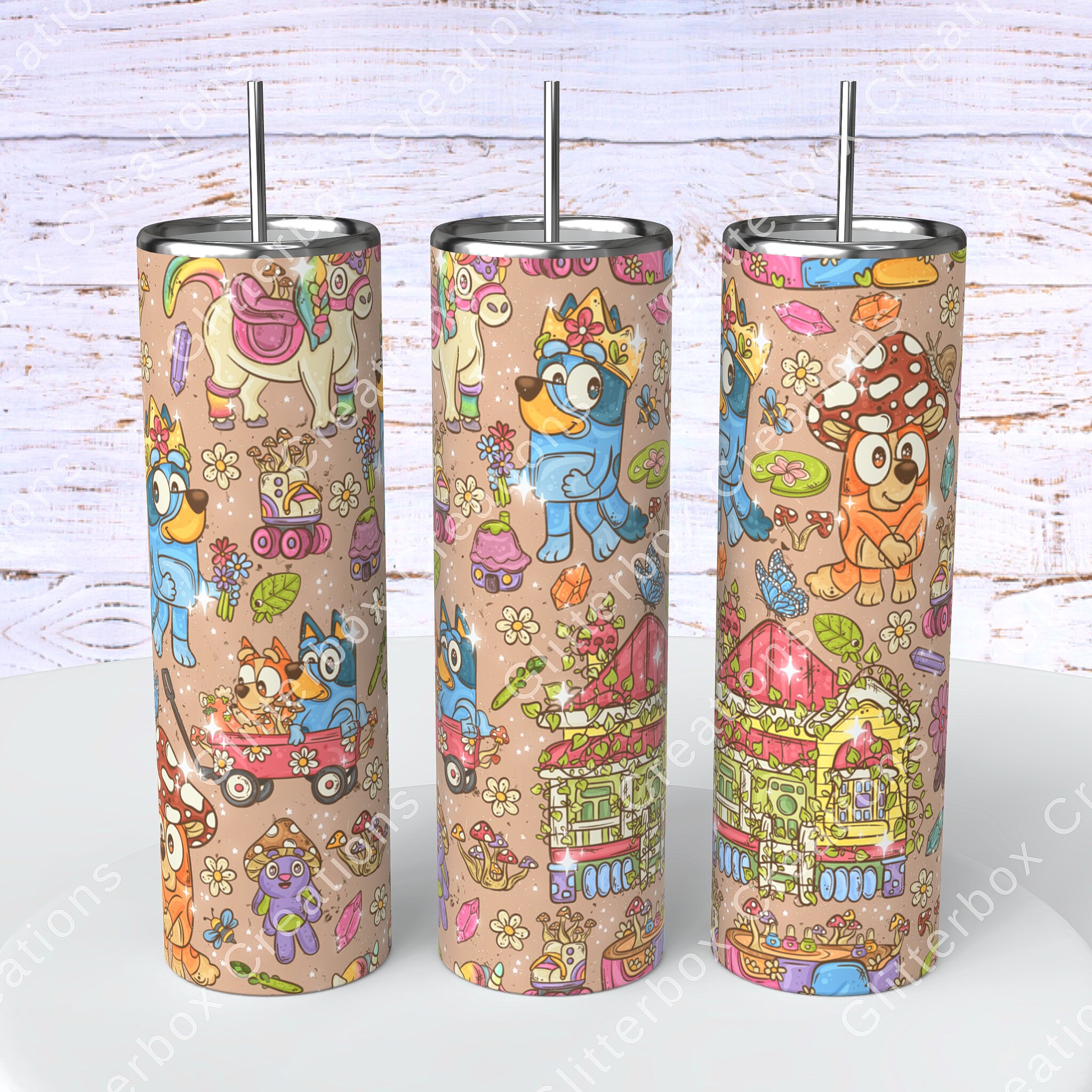 Blue Dog Heeler Whimsical Cottage Core 20oz Tumbler Bluey Dog - Etsy