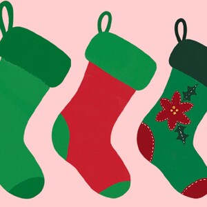 Christmas Stocking Clipart Red Green Stockings PNG 300dpi Instant ...