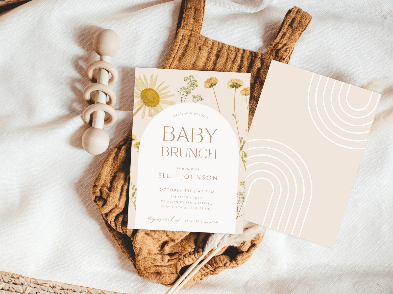 Boho Baby Brunch Invite, Wildflower Baby Shower Invitation, Girl Baby ...