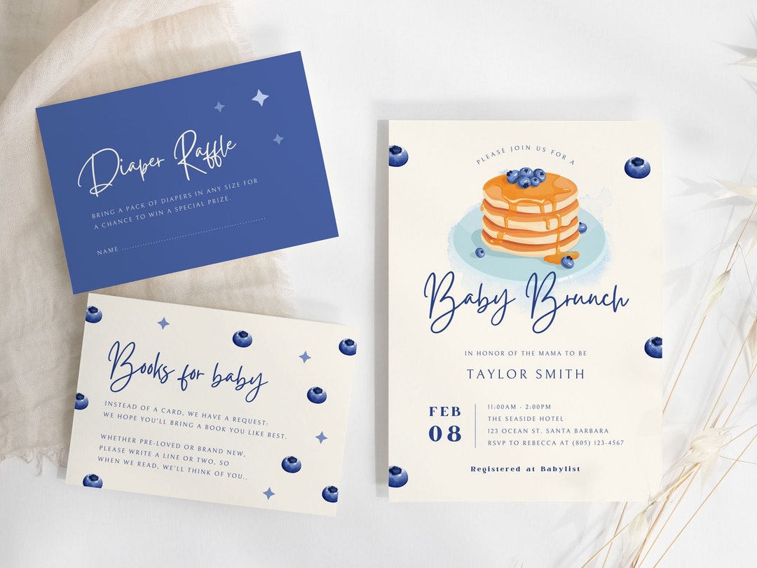 EDITABLE Blueberry Baby Brunch Invite BUNDLE, Blueberry Baby Shower ...