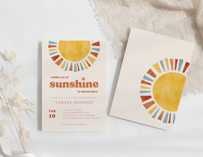 Sunshine Baby Shower Invitation, A Little Ray of Sunshine Baby Shower ...