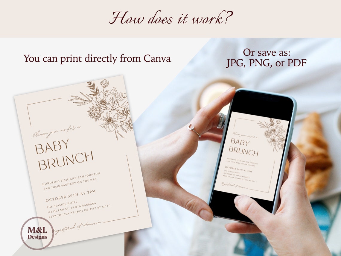 Baby Brunch Invite, Boho Baby Shower Invitation, Baby Brunch Invitation ...