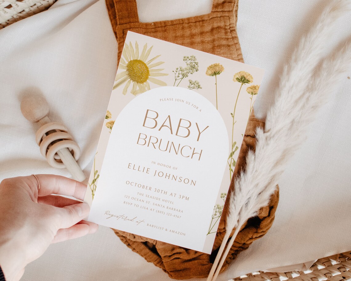 Wildflower Baby Shower Invitation, Baby Brunch Invite (digital Download ...