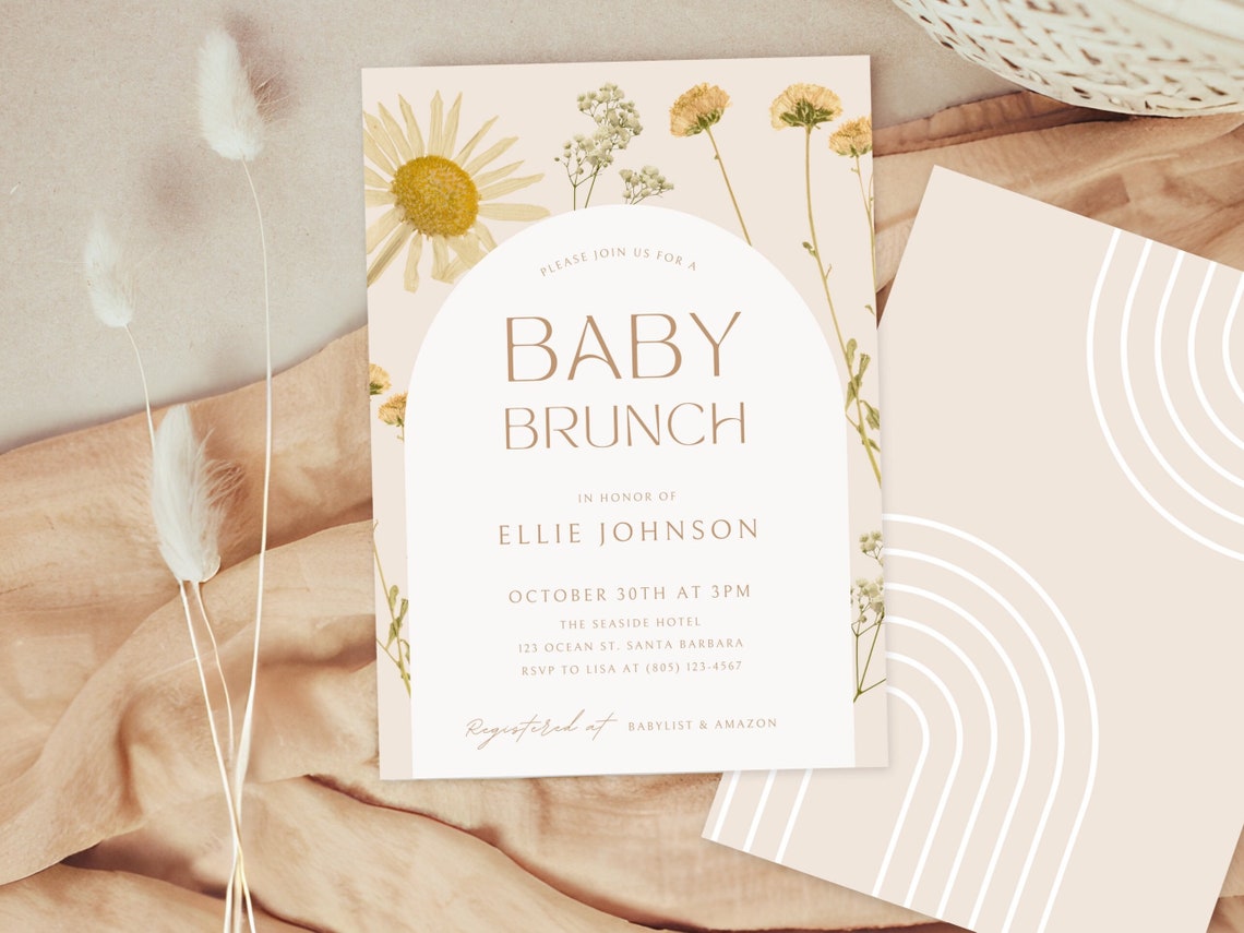 Wildflower Baby Shower Invitation, Baby Brunch Invite (digital Download ...