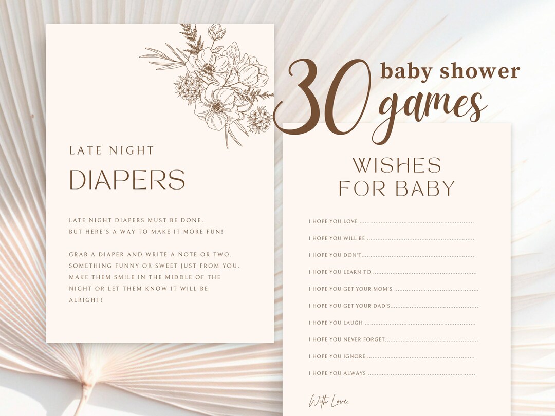 Baby Shower Games Bundle, Minimalist Baby Shower Games, Boho Baby ...