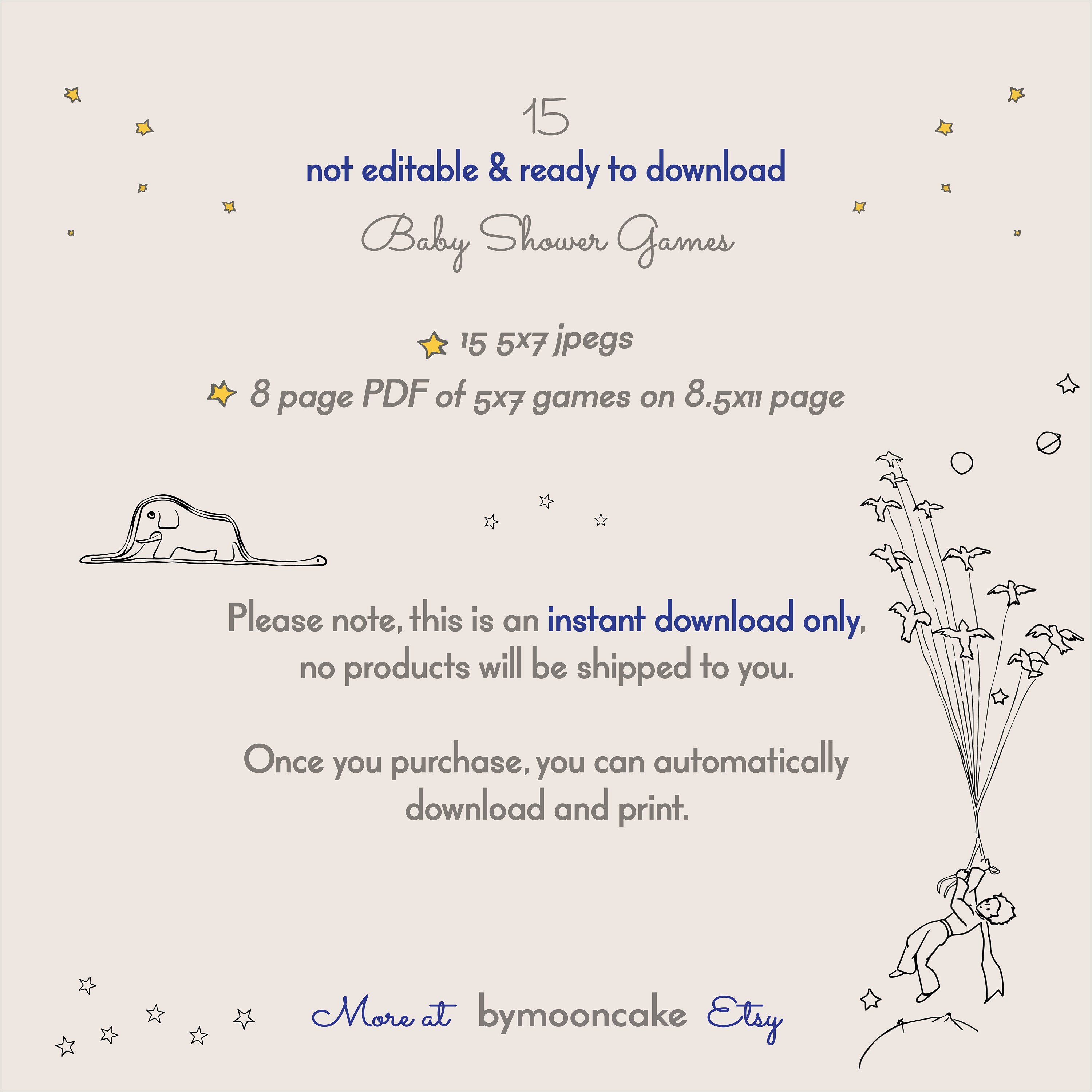 Le Petit Prince Baby Shower Games, Instant Download Digital Printable ...