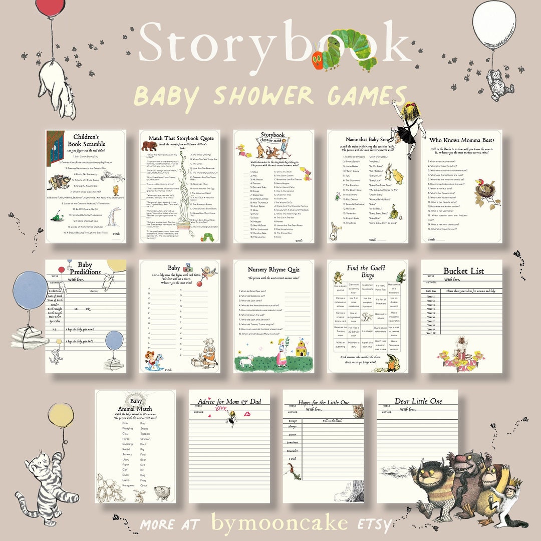 Whimsical Storybook Baby Shower Games Instant Download - Etsy