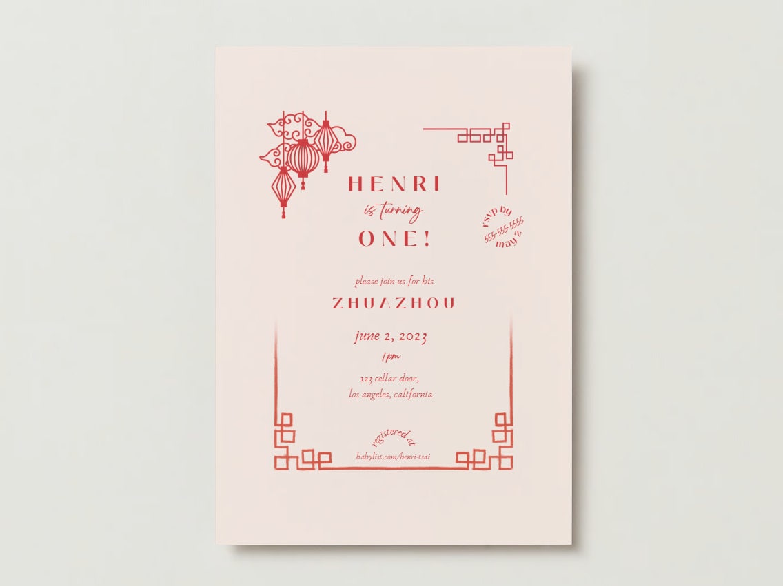 Editable Thôi Nôi, Doljabi, or Zhuazhou Lucky Lantern Invite Vietnamese ...