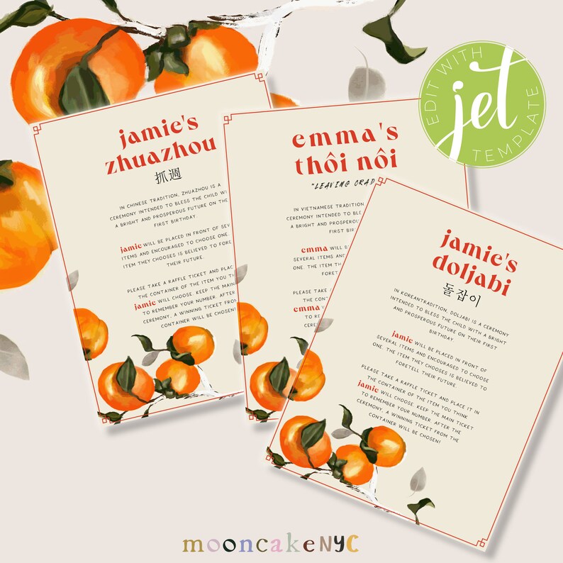 Persimmon 1st Birthday Sign for Thôi Nôi | Customize With Jet Template ...