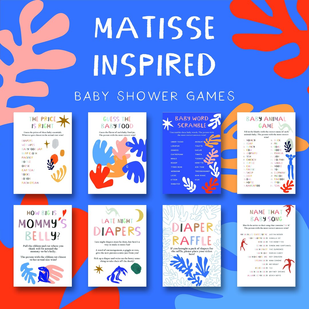 Matisse Inspired Baby Shower Games Bundle - Digital Download, Colorful ...