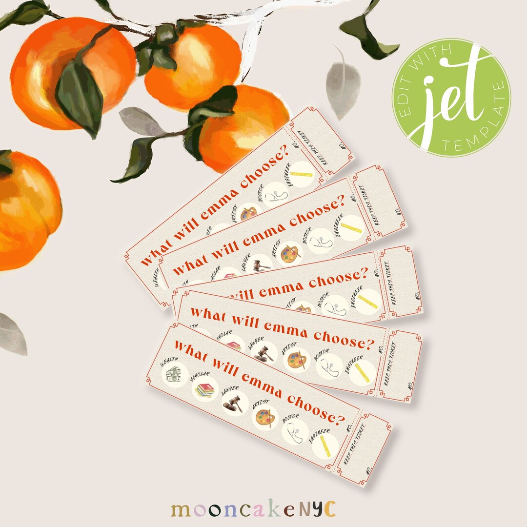 Persimmon-themed Raffle Tickets | Customizable Digital Download | Ideal ...