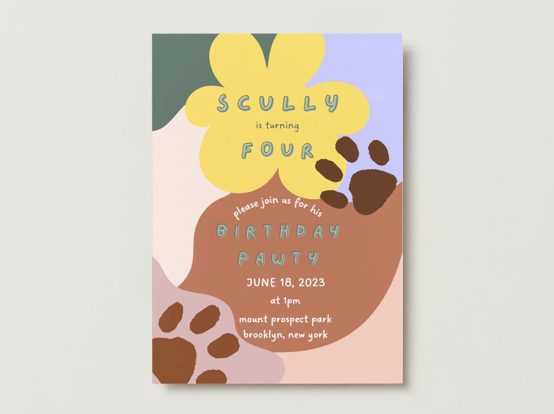 Modern Mutt: Editable Abstract Dog Birthday Party Invite - Etsy