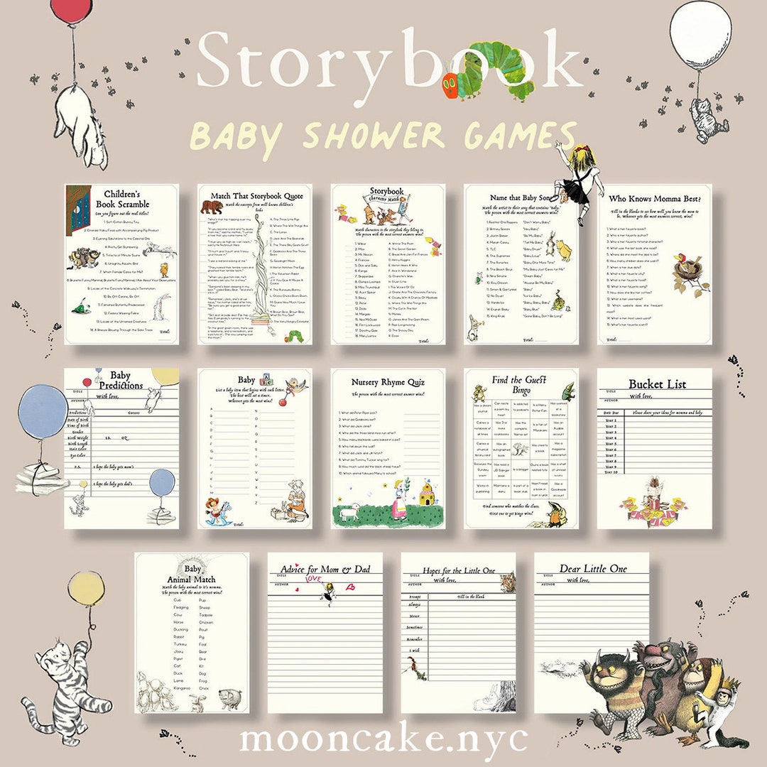 Whimsical Storybook Baby Shower Games - Instant Download - Digital Only ...