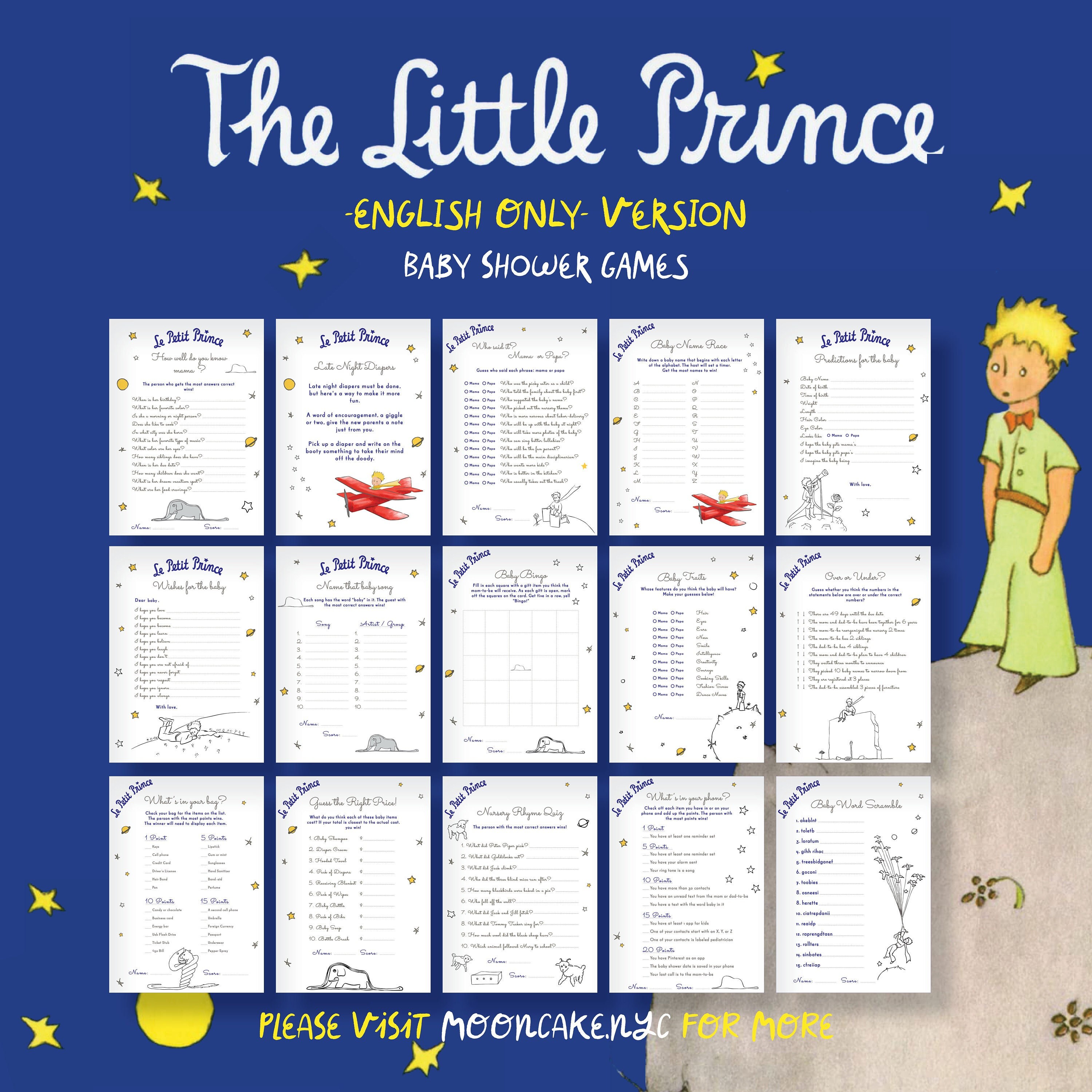 The Little Prince Baby Shower Games, Instant Download Digital ...