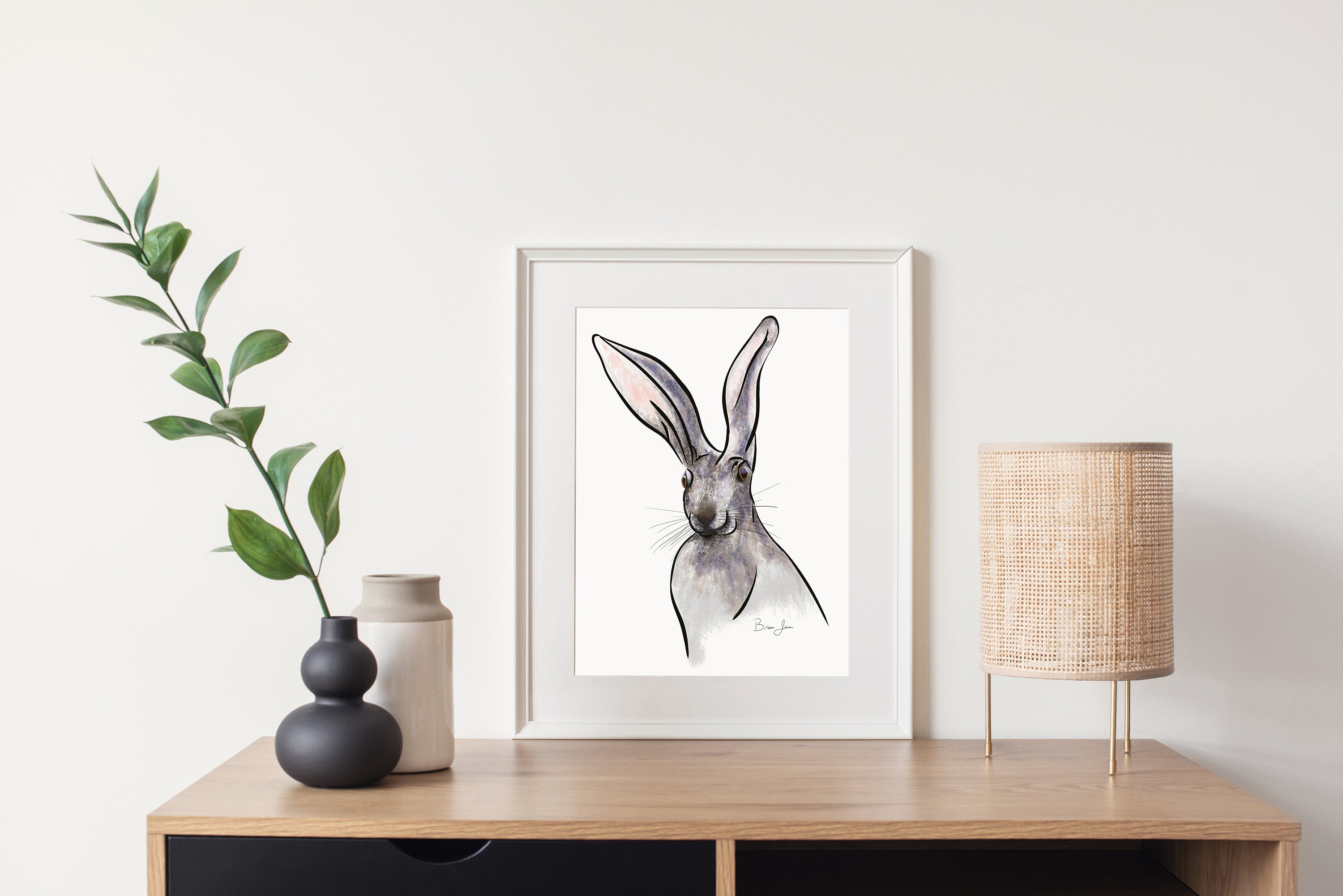 Jack Rabbit, Digital Art, Wall Art, Fine Art, Print, Bunny, Printable ...