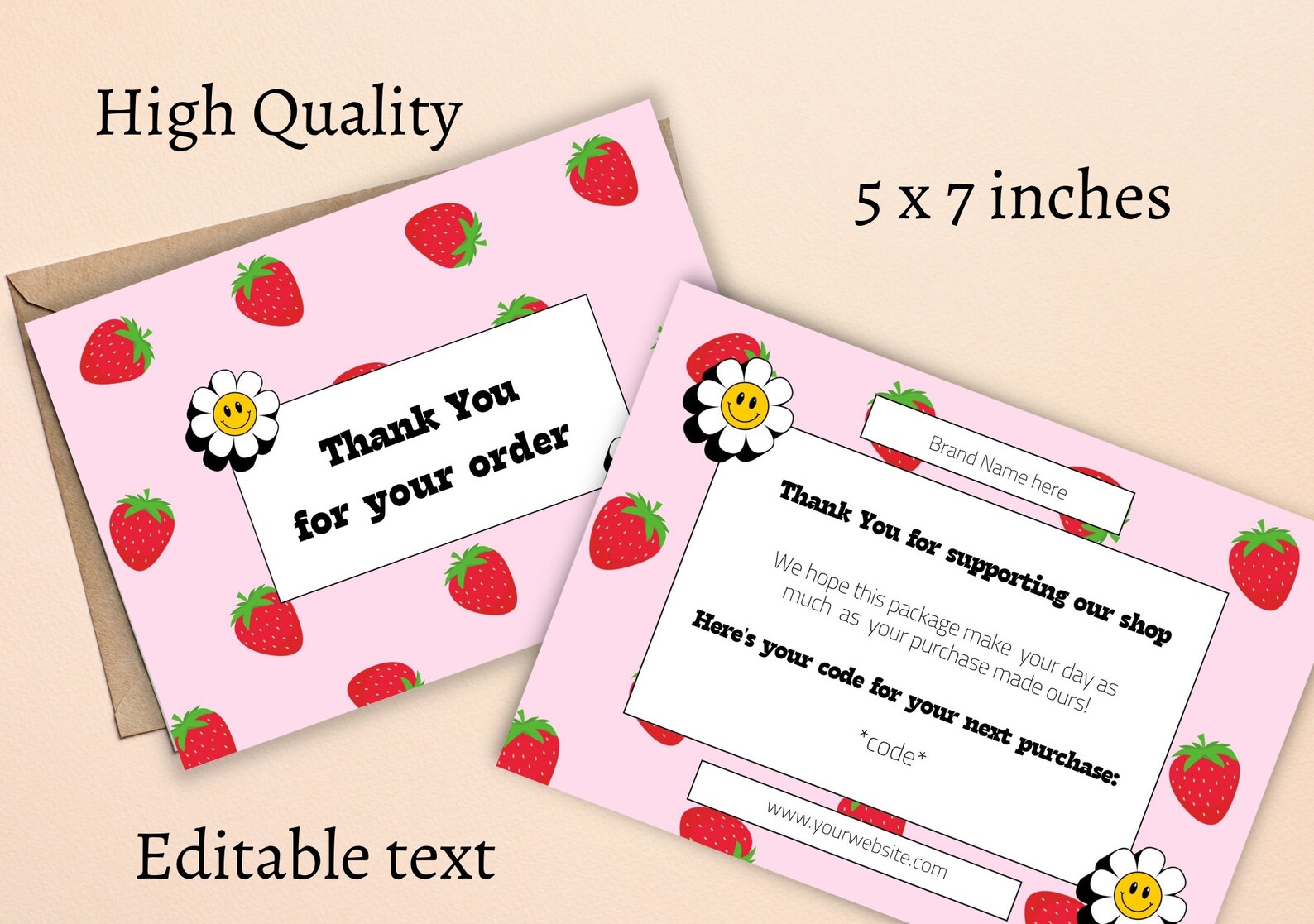 Thank You Card Template Editable Small Business Package Insert Card ...