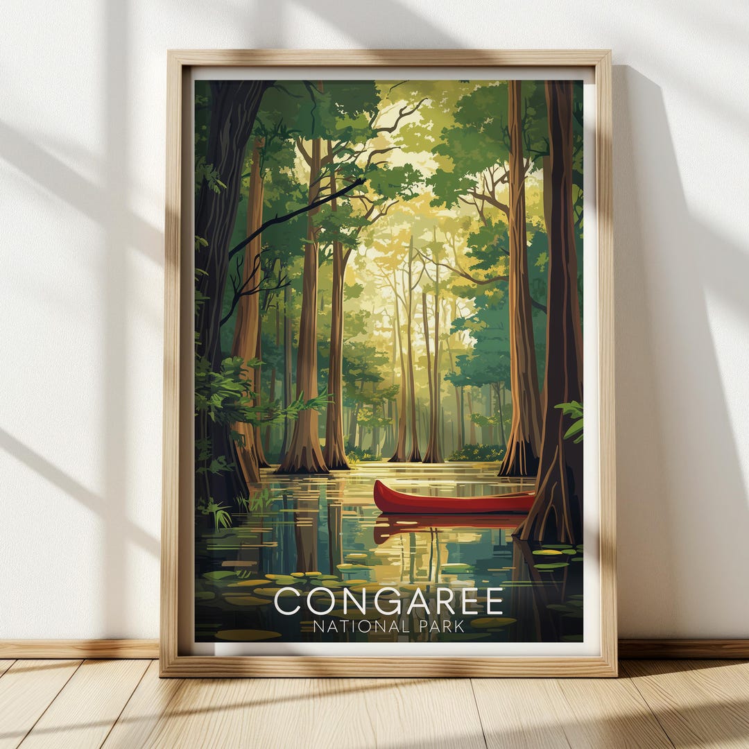 Congaree National Park Poster, South Carolina Travel Print, Scenic Wall ...
