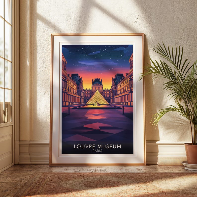 Louvre Museum Poster, Paris Vintage Travel Print, France Wall Art ...