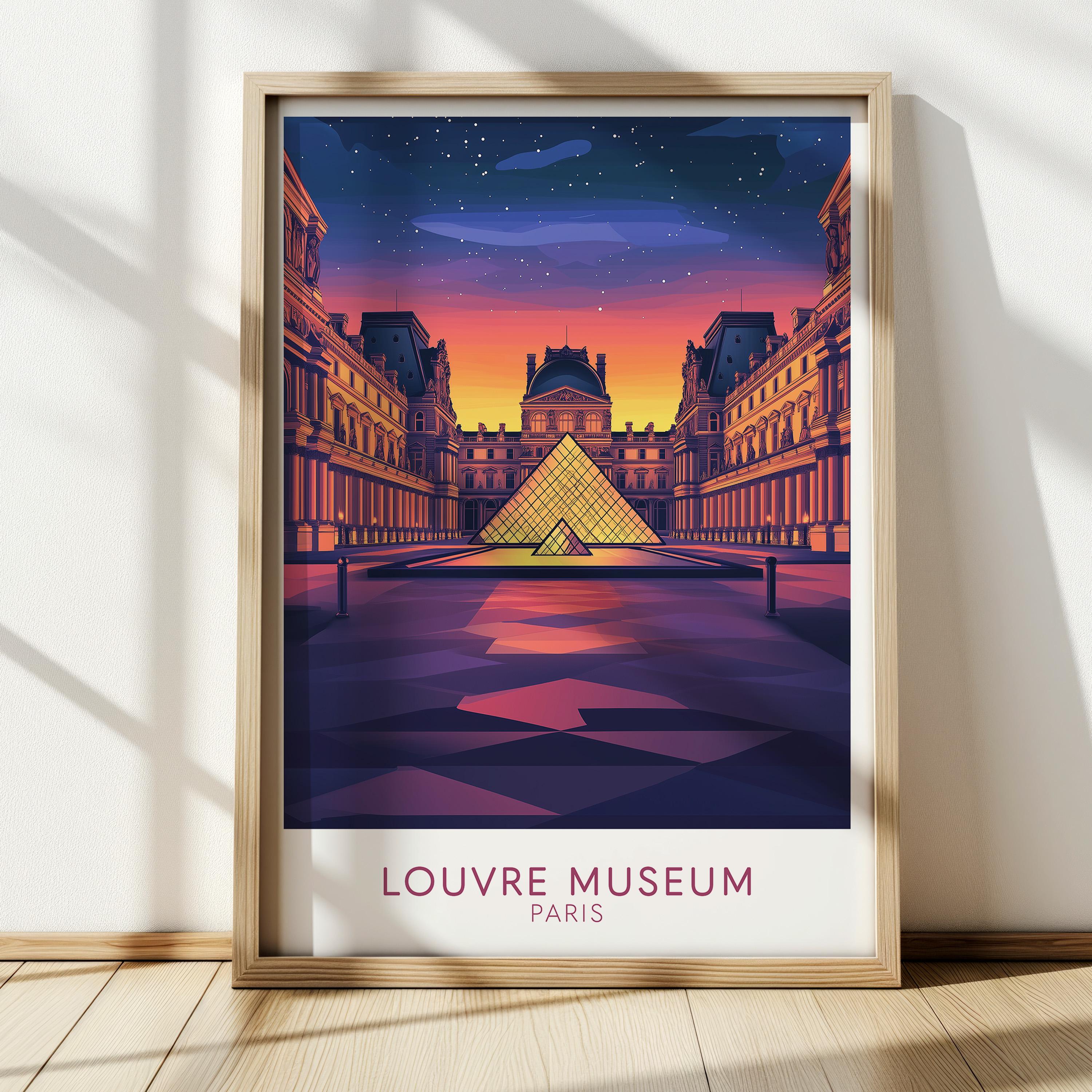 Louvre Museum Poster, Paris France Travel Print, Vintage Wall Art Decor ...