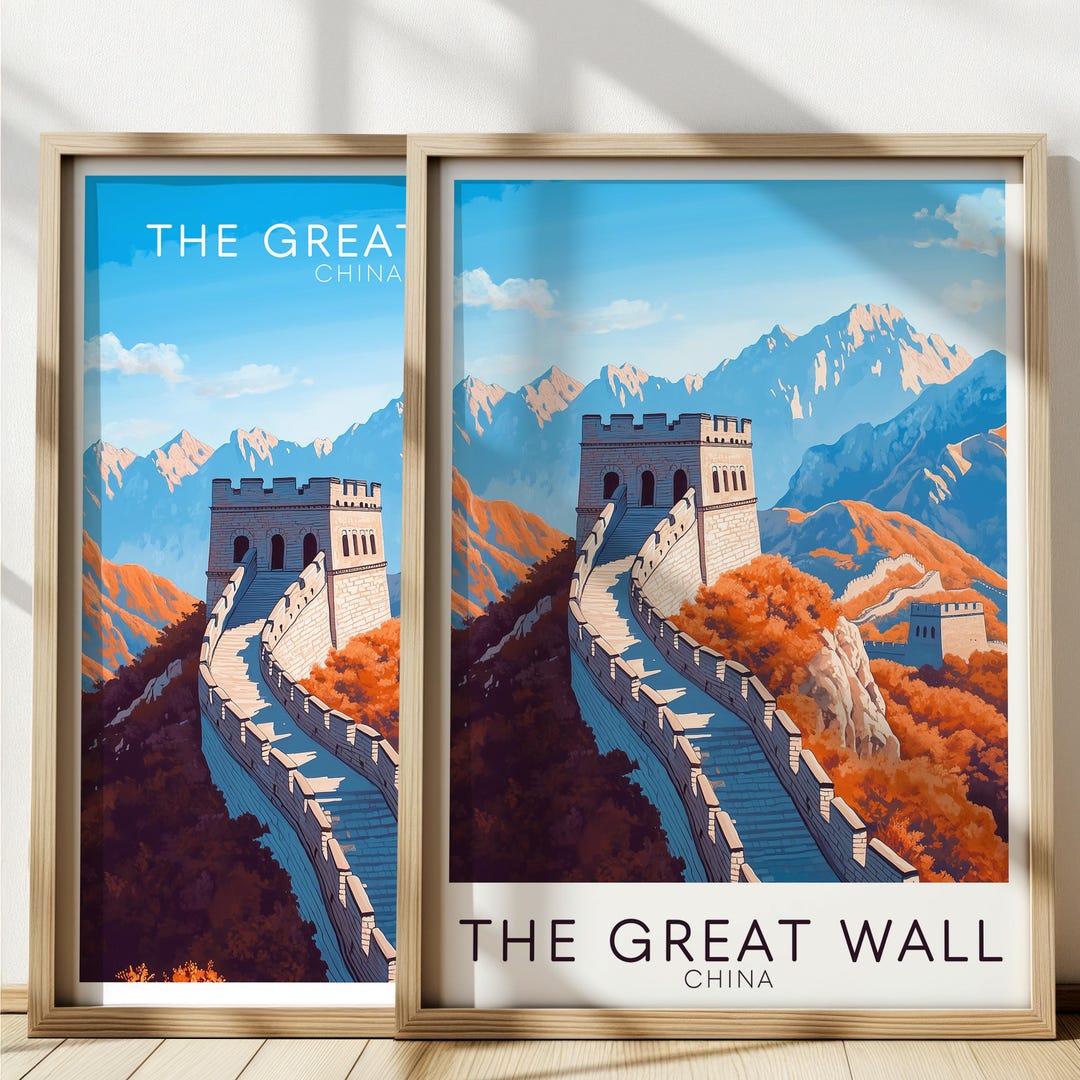 Great Wall of China Art Print, Travel Poster, Vintage Wall Decor ...