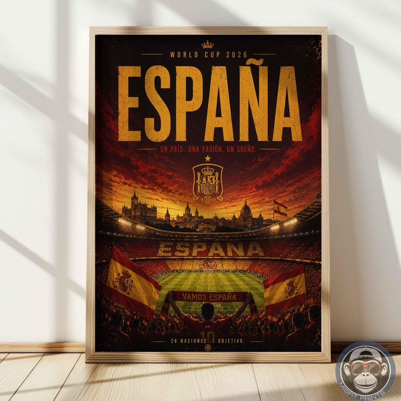 Spain Soccer Poster, Spanish Football Wall Art, Madrid Stadium Print ...