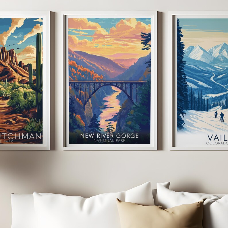 New River Gorge Poster, National Park Wall Art Print, Vintage West ...