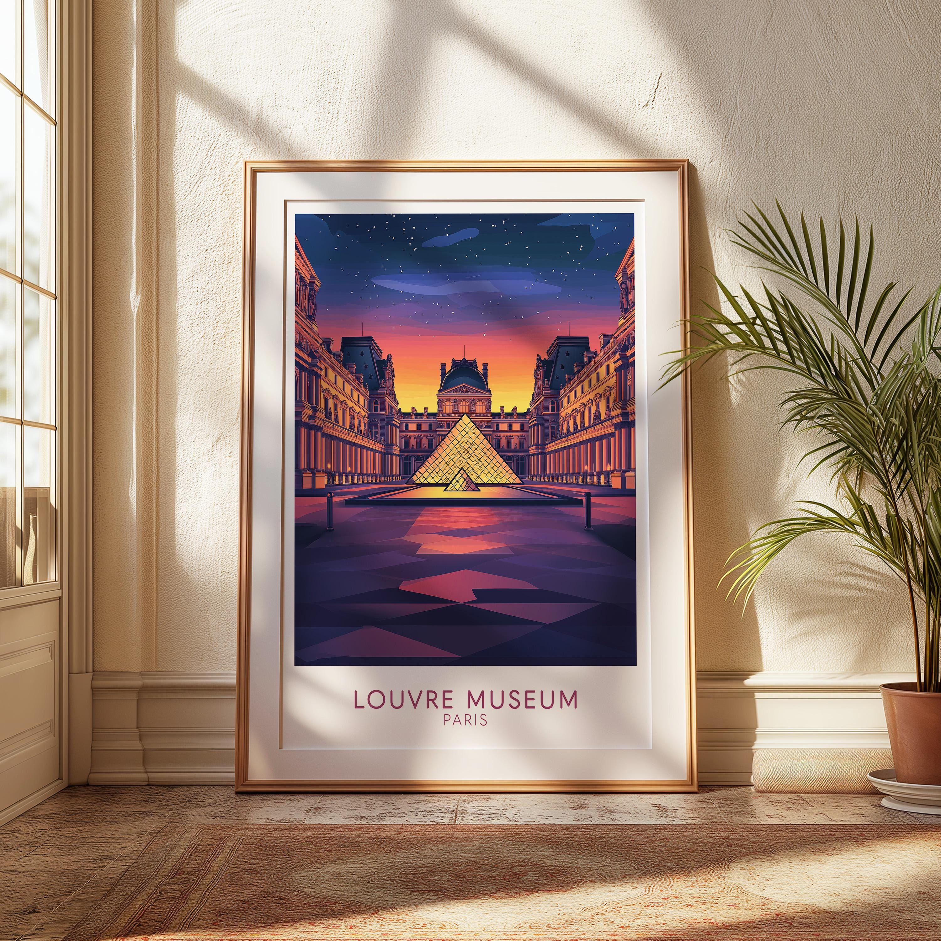 Louvre Museum Poster, Paris France Travel Print, Vintage Wall Art Decor ...