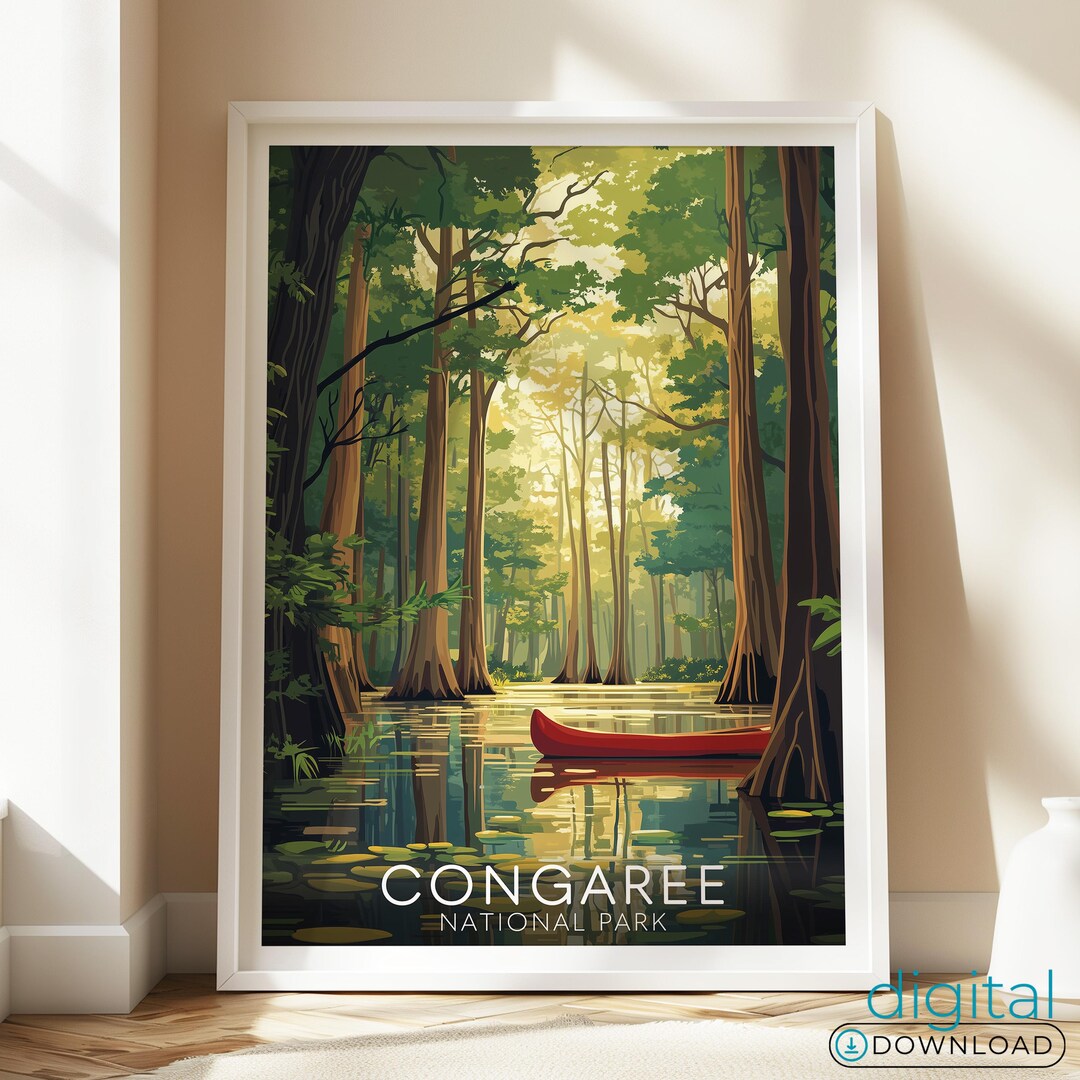 Congaree National Park Poster, South Carolina Travel Print, Digital ...