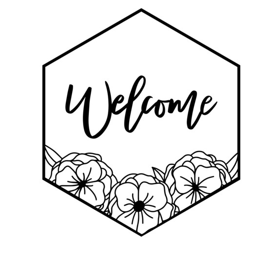 Welcome Flower Sign Pansy Hexagon Glowforge Laser Cut | Etsy