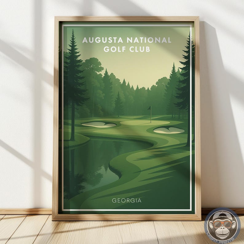 Augusta National Golf Course Art Print: Minimalist Golf Wall Decor - Etsy
