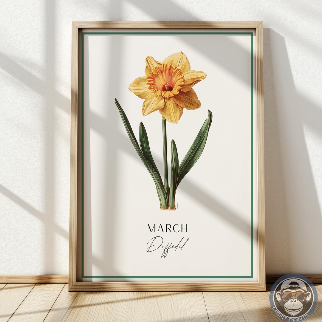 Daffodil Print: March Birth Flower Botanical Art - Etsy