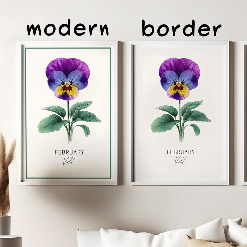 Violet Birth Flower Print: February Botanical Art, Vintage Illustration ...