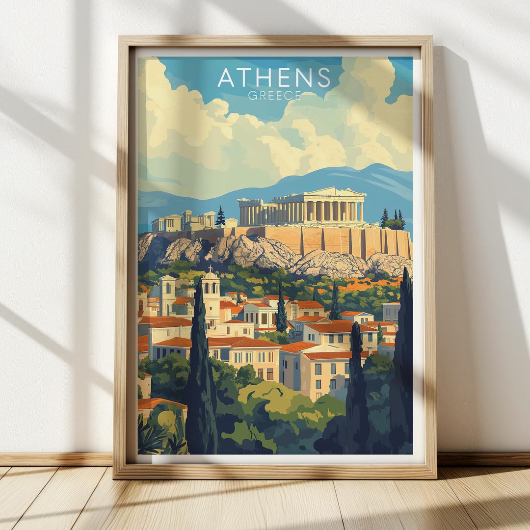 Athens Greece Poster, Temple, Ancient Greece, Greek Ruins, Travel ...