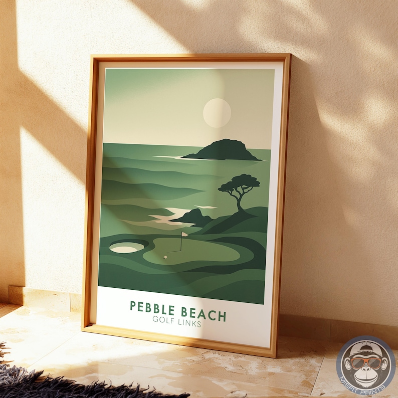 Pebble Beach Golf Poster, California Golf Course Wall Art Print ...