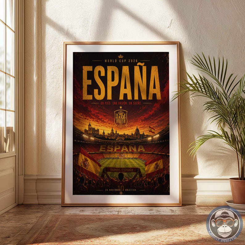 Spain Soccer Poster, Spanish Football Wall Art, Madrid Stadium Print ...