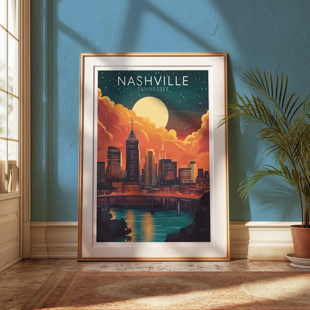 Nashville Poster, Tennessee Wall Art, Travel Poster, Vintage Wall Art ...
