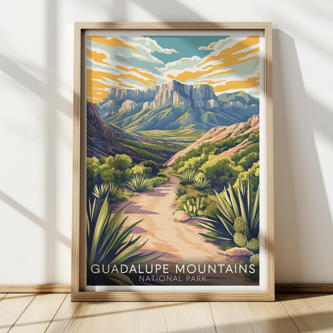Guadalupe Mountains National Park Poster: Vintage Texas Travel Art ...