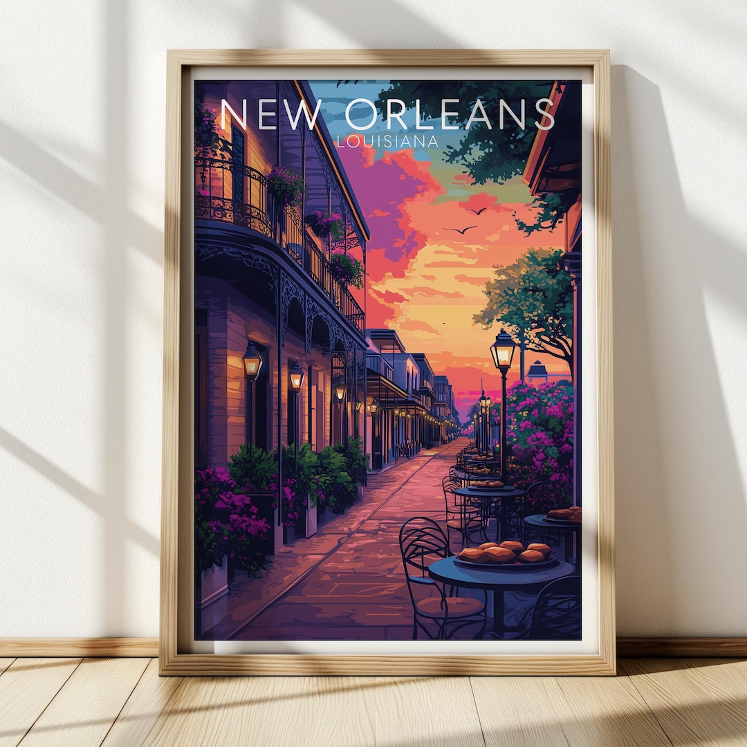 New Orleans Poster, New Orleans Louisiana Wall Art, NOLA Travel Poster ...